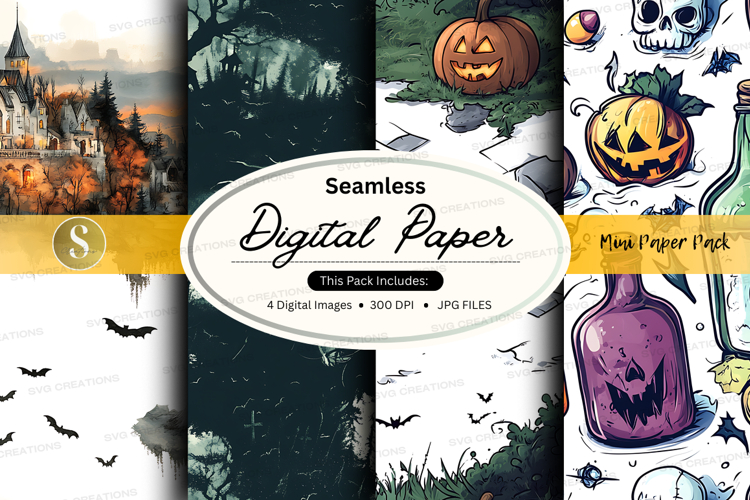 Halloween-themed digital paper pack mockup (6563445)