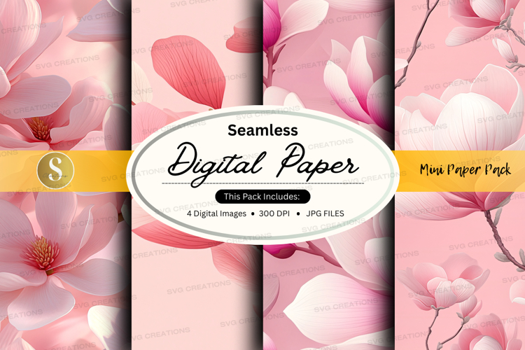 Seamless digital paper with pink floral pattern (6568714)