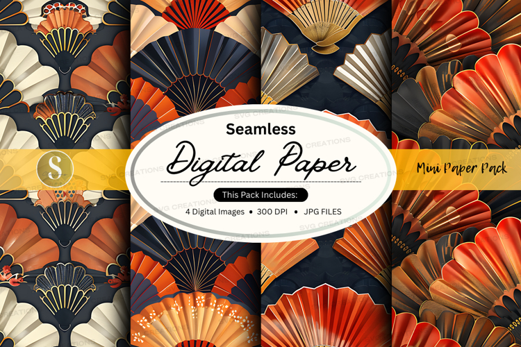 Seamless digital paper with fan designs