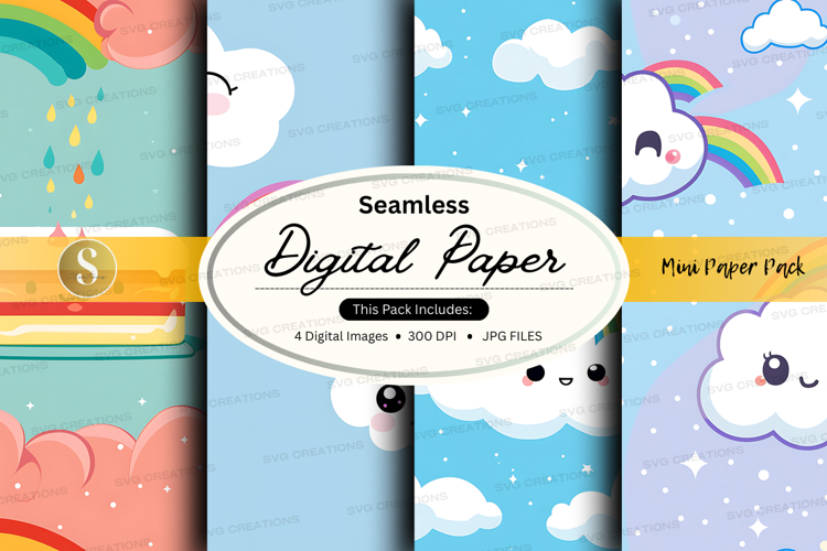 Seamless digital paper pack with pastel rainbow (6545768)