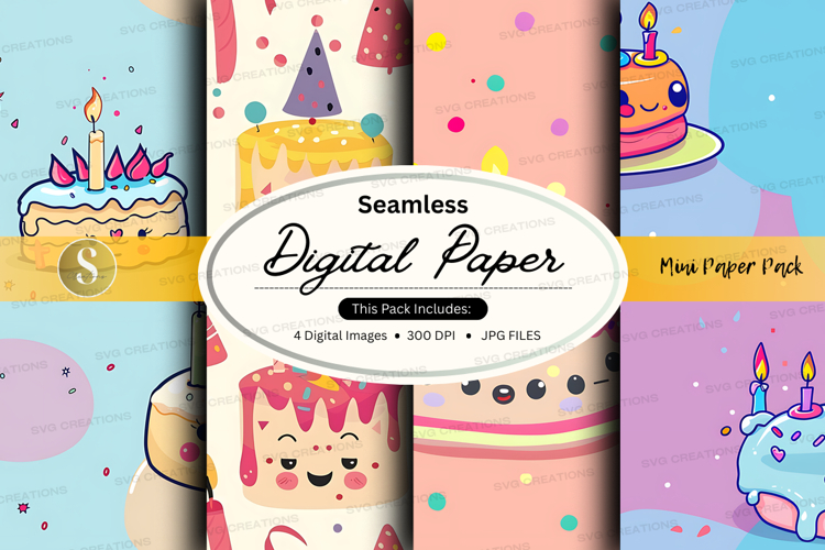 Birthday theme digital paper pack