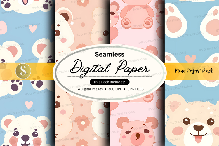 Seamless digital paper with bear pattern