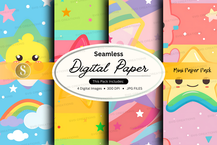 Seamless digital paper pack with pastel rainbow (6545784)