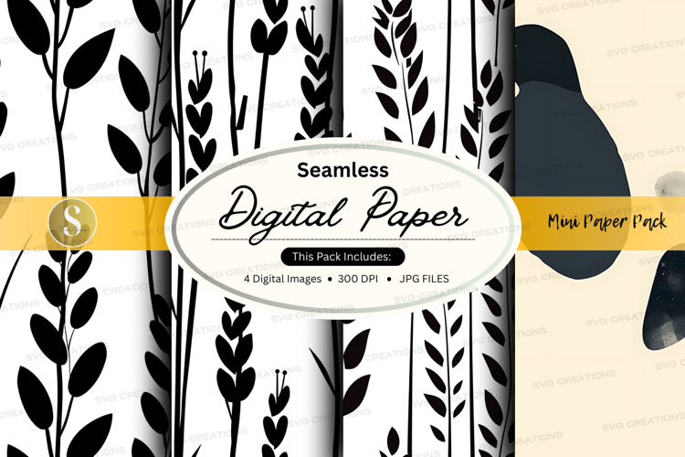 Black and white seamless digital paper pack