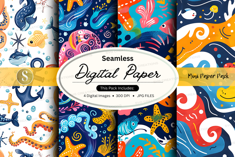 Seamless digital paper pack - under the sea theme (6546295)