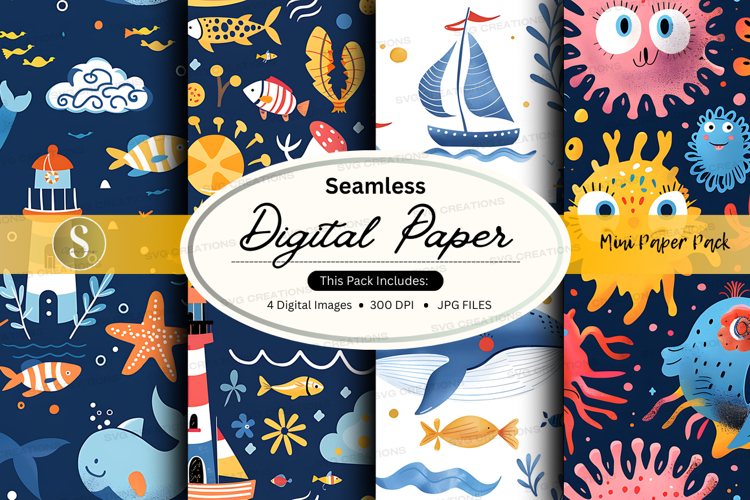 Seamless digital paper pack - nautical theme (6546368)