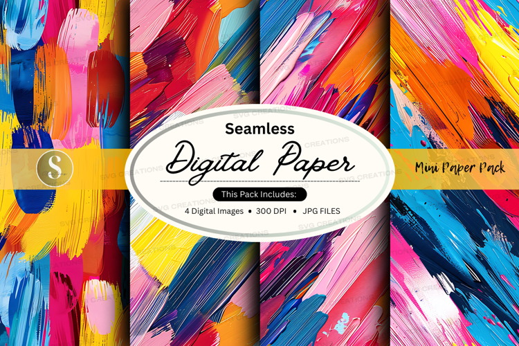 Seamless digital paper pack - bright brush strokes