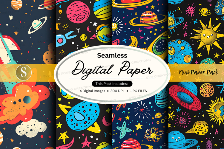 Space themed digital paper pack mockup (6546459)