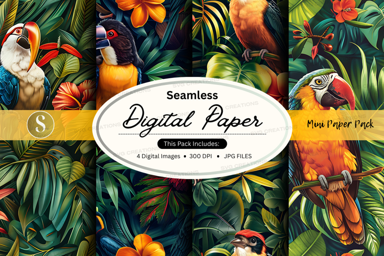 Tropical digital paper pack mockup