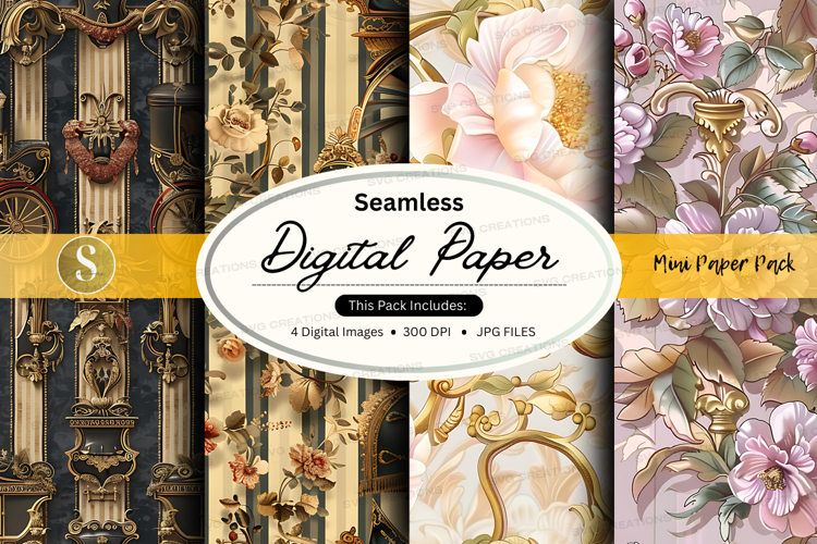Seamless digital paper pack - vintage floral and (6543393)