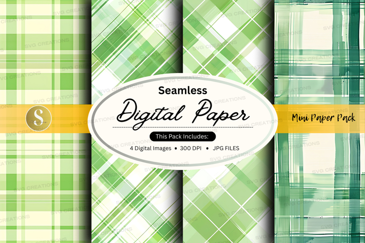 Seamless digital paper pack - green plaid pattern (6569377)