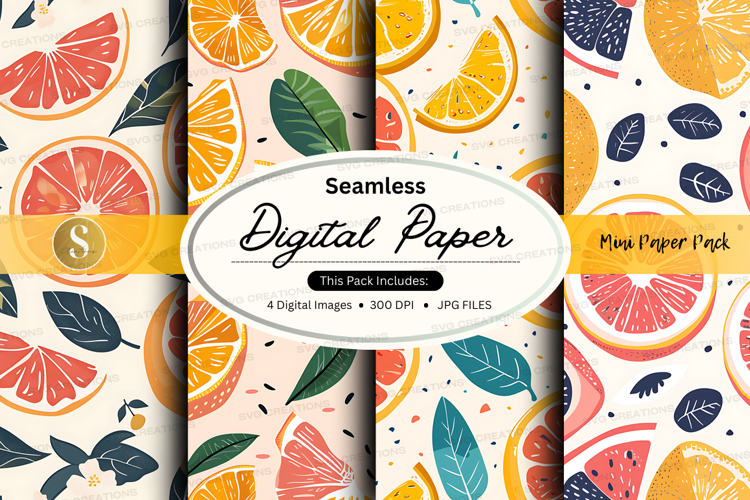 Seamless citrus digital paper pack with tropical (6603040)