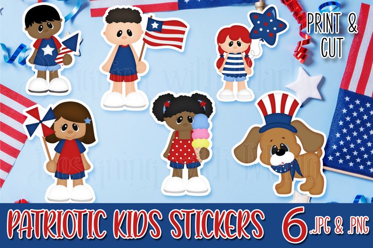 July 4th Stickers |Patriotic Kids Printable Planner Stickers