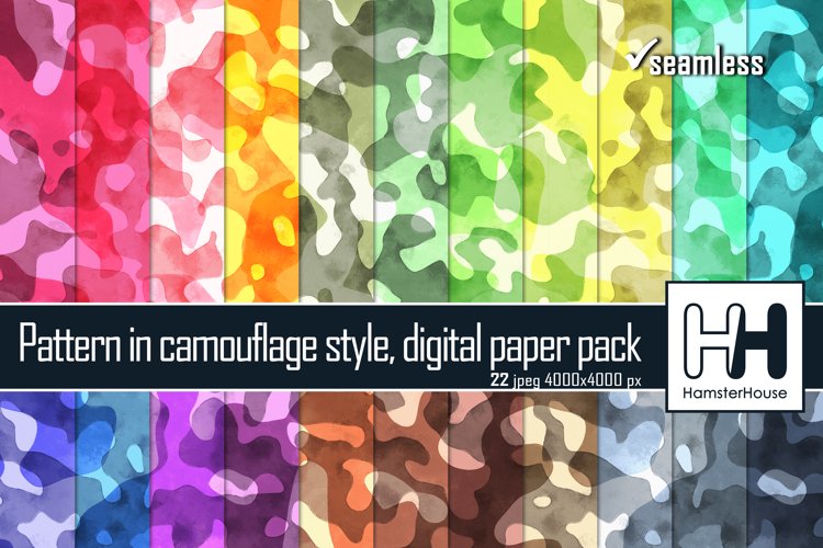 Pattern in camouflage style, digital seamless paper pack