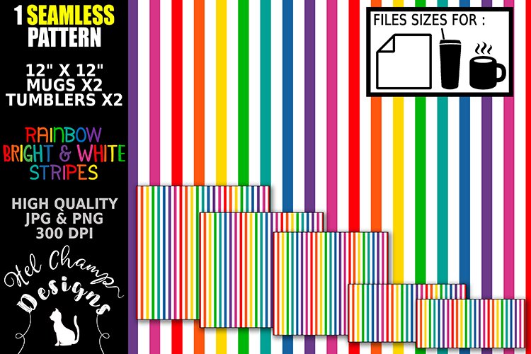 Rainbow stripes with white for sublimation and scrapbook
