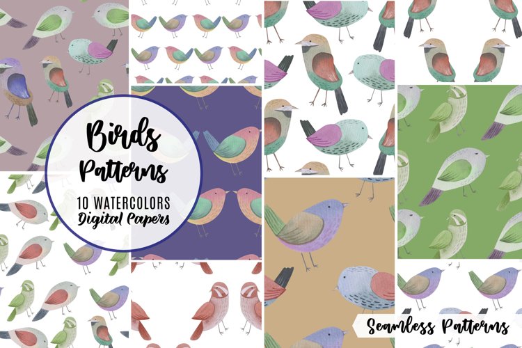 Birds Watercolor Patterns Seamless Bird Modern Style