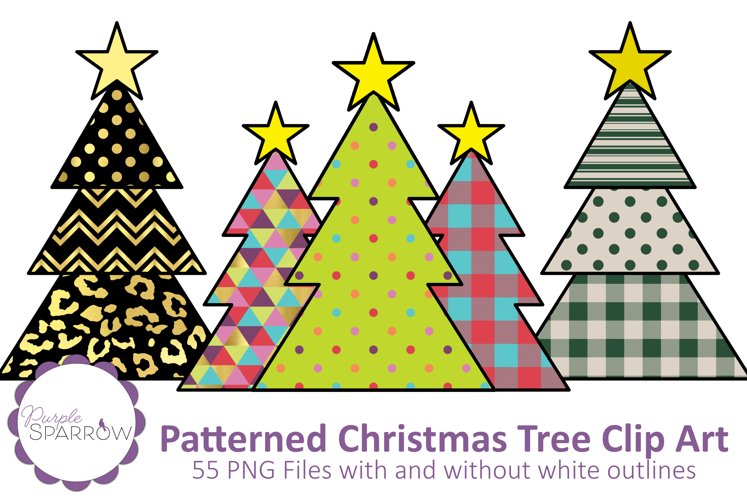 Patterned Christmas Tree Clip Art | 55 PNG Files
