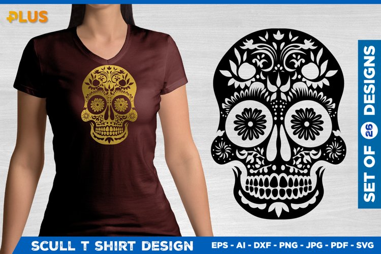 Scull SVG, Scull Tshirt design, Patterned Scull SVG Cut File