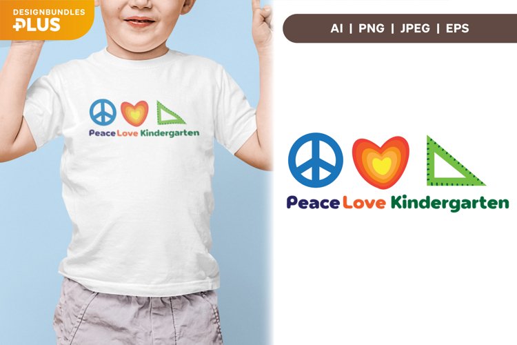 Peace, Love, Kindergarten Text & Cute Symbols for Kids Shirt
