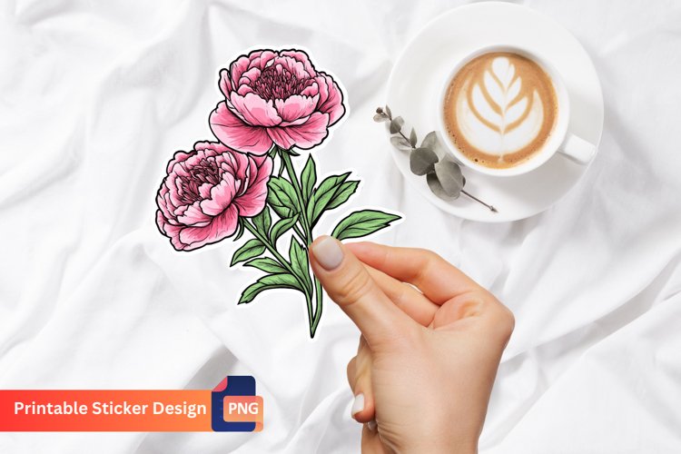 Peonies Sticker, Botanical Sticker, Floral Sticker