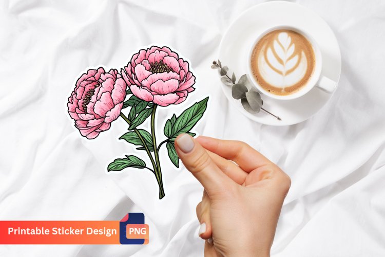 Peonies Sticker, Botanical Sticker, Floral Sticker