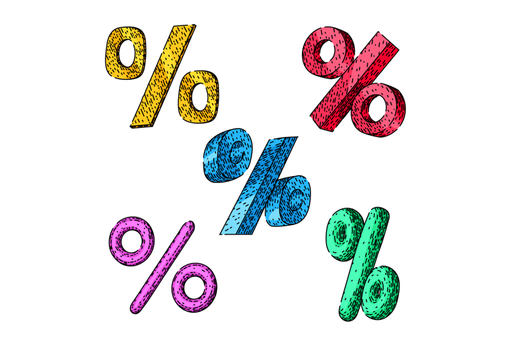 percentage sign set sketch hand drawn