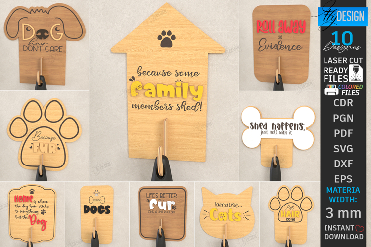 Pet Hair Roller Holders Laser Cut Bundle | Pet Organizer SVG
