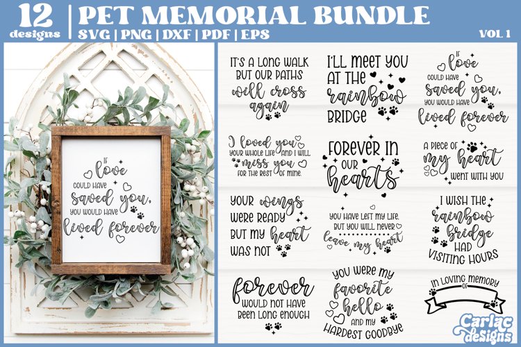 Dog Memorial SVG | Cat Memorial SVG | Pet Memorial Bundle