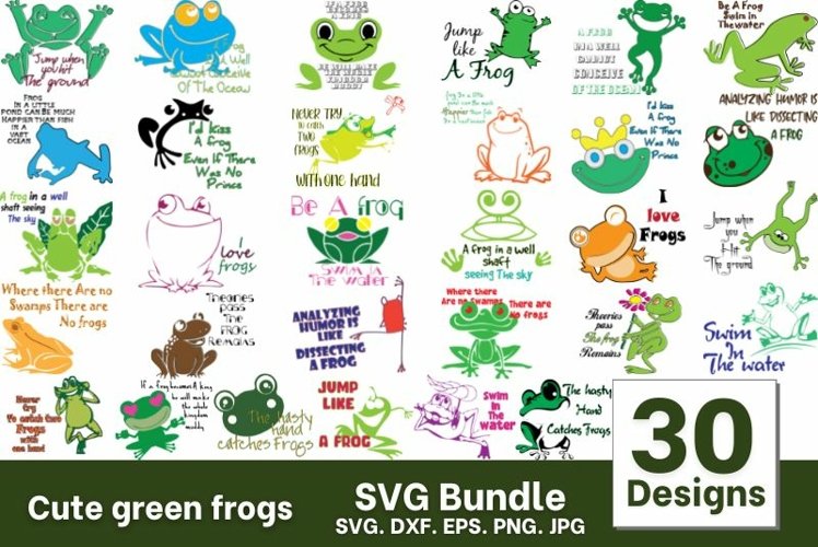 Cute Green Frogs SVG Bundle