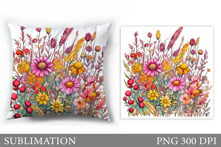 Flowers Sublimation. Wildflowers Pillow (4925884)