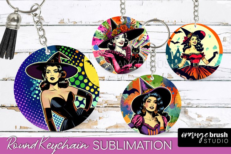 Retro Halloween Keychain - Witch Keychain (4349028)