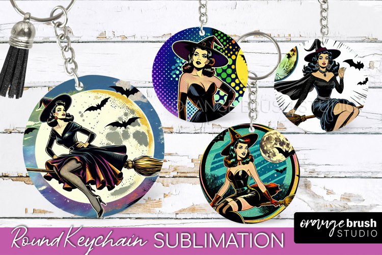 Retro Halloween Keychain - Witch Keychain (4349079)