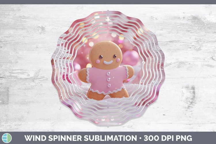 Pink 3D Christmas Gingerbread Man Wind Spinner Sublimation S