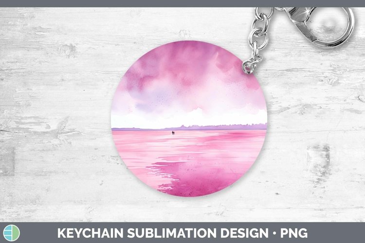 Pink Beach Keychain Sublimation Keyring Designs