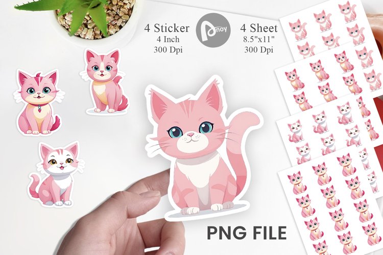 Pink Cat Valentine Sticker (5065722)