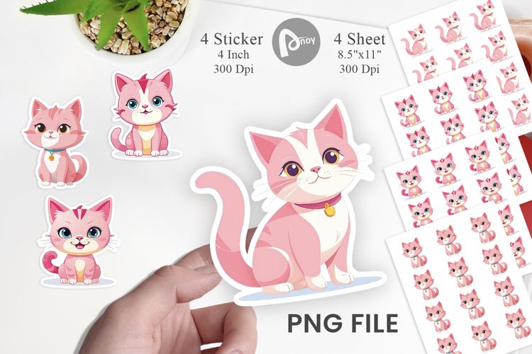 Pink Cat Valentine Sticker (5065794)