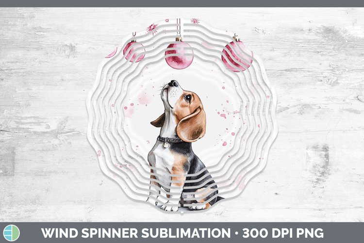 Pink Christmas Beagle Wind Spinner Sublimation Spinner Desig