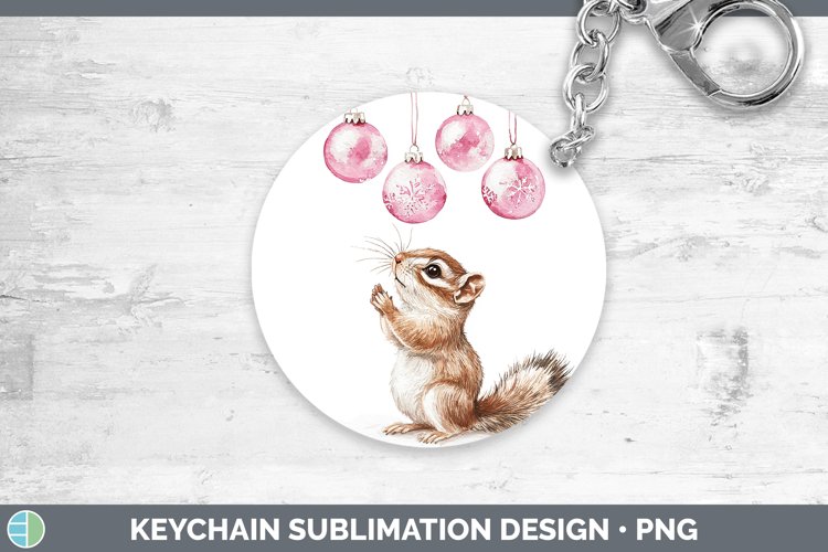 Pink Christmas Chipmunk Keychain Sublimation Keyring Designs