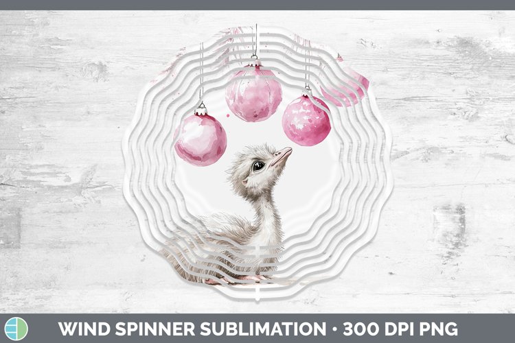 Pink Christmas Farm Ostrich Wind Spinner Sublimation Spinner