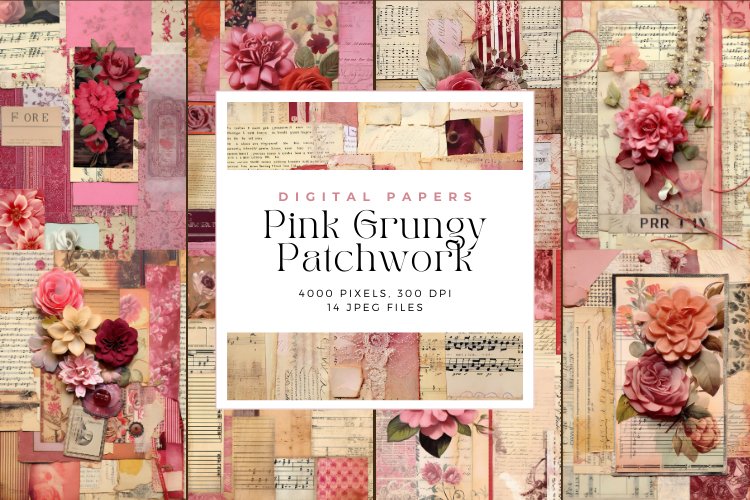 14 Pink Grungy Patchwork
