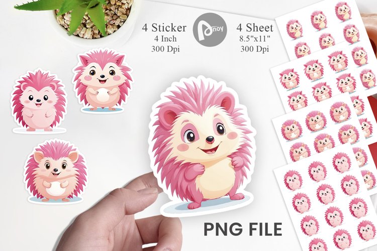 Pink Hedgehog Valentine Sticker (5065737)