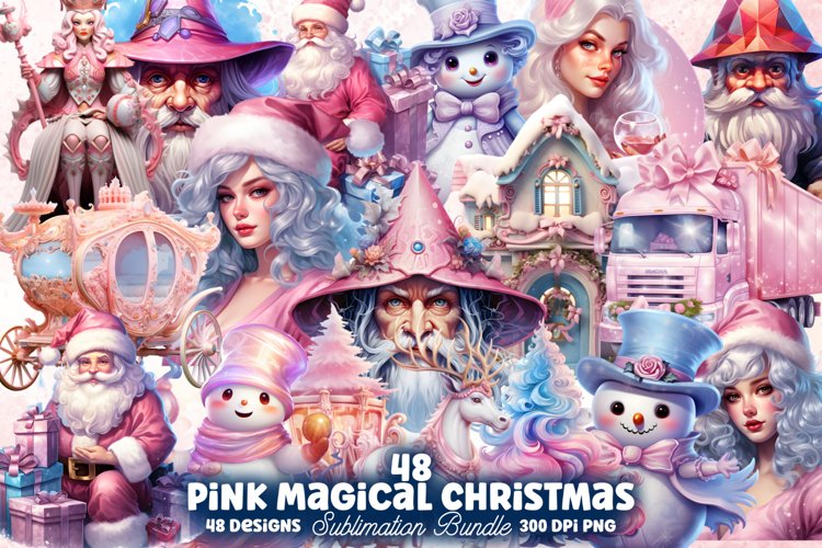 Pink Magical Christmas Sublimation Bundle, Magical Christmas