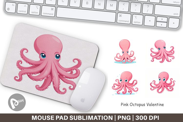 Mouse Pad Pink Octopus Valentine (5103628)