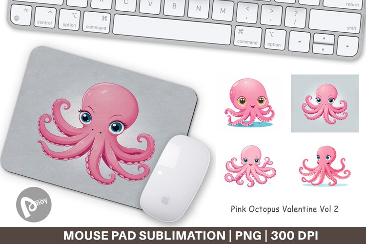 Mouse Pad Pink Octopus Valentine (5103849)