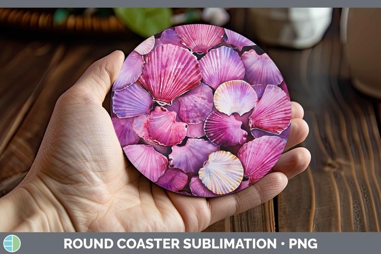 Pink Seashell Round Coaster Sublimation Coaster Designs