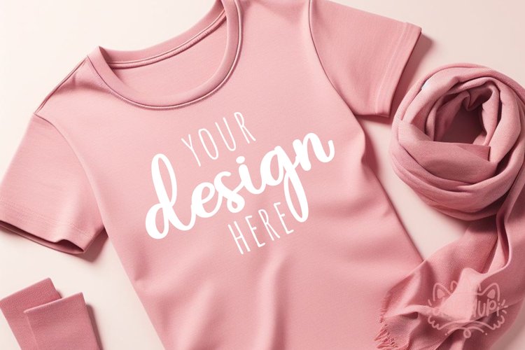 Pink T-Shirt Mockup | Valentine's Dat T-Shirt (2986598)