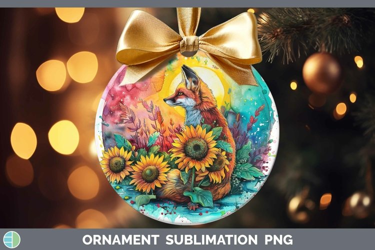 Pink Summer Fox Ornament Sublimation Bauble Designs