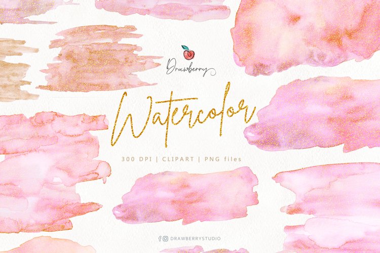 Pastel Watercolor brush stroke clipart Pretty Pink cp132