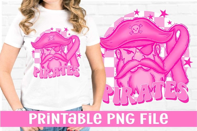 Pirate Mascot Pink Ribbon Breast Cancer Awareness