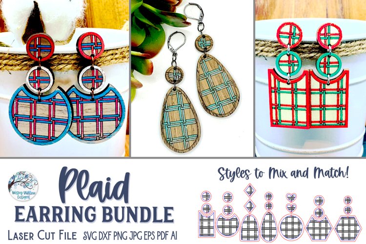 Plaid Earring Bundle for Glowforge or Laser Cutter